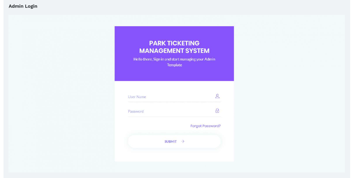 PARK TICKETING MANAGEMENT SOFTWARE